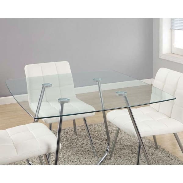 Modern Square Dining Table 40 x 40-inch with Tempered Glass Top - 40 x ...