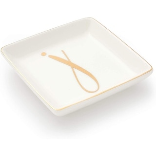 Letter J Ceramic Trinket Tray, Monogram Initials Jewelry Dish (4 x 4 ...