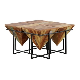Scarlett Midcentury Reclaimed Wood & Iron Square Pyramid Cocktail Table ...