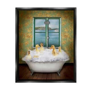 Stupell Ducks Bathing Tub Ocean View Floater Canvas Wall Art by John ...