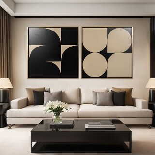 Sagebrook Home 95x47" Hand Painted Modern Geos (Set of 2) - Bed Bath ...