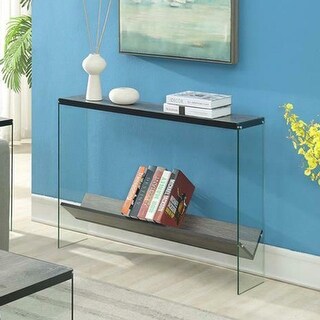Contemporary V Console Table in Gray Wood Finish - 54 x 84 - Bed Bath ...
