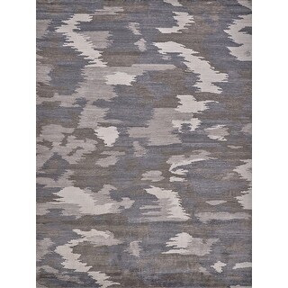 EXQUISITE RUGS Bamboo Silk Hand-knotted Silver/Grey Area Rug. - Bed ...