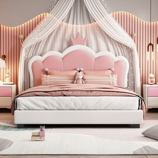 Full size Upholstered Princess Bed with Crown Headboard Full Size ...
