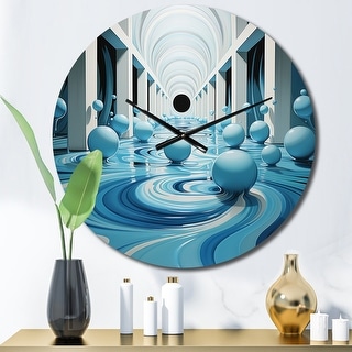 Designart "Op Art Blue Focus IV" Abstract Oversized Wall Clock - Bed ...