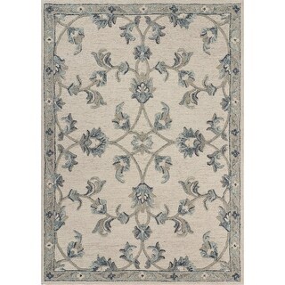 5' x 7' Beige and Blue Filigree Area Rug - 3'6" - Bed Bath & Beyond ...