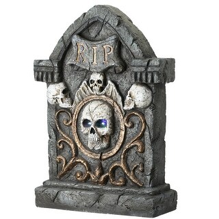 National Tree Company Halloween Pre-Lit Skeleton Gravestone Decoration ...