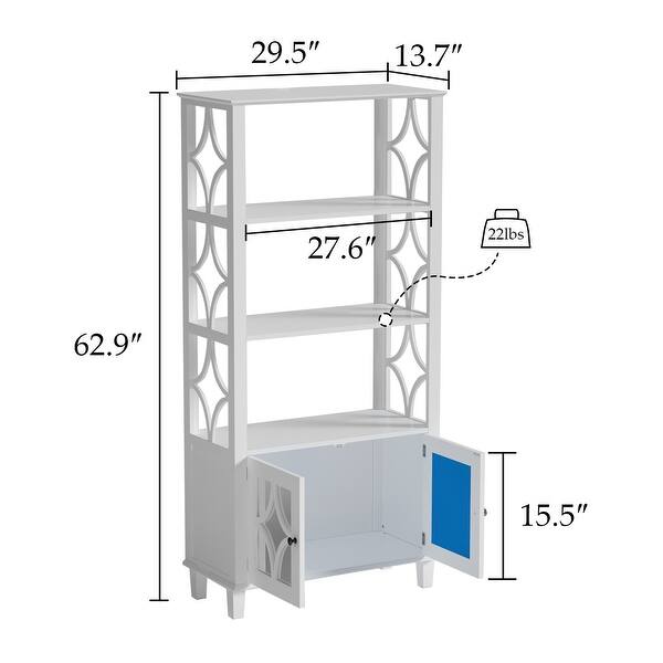 Tall Storage Cabinet Large Floor Cabinet Open Shelves PVC Glass Door ...