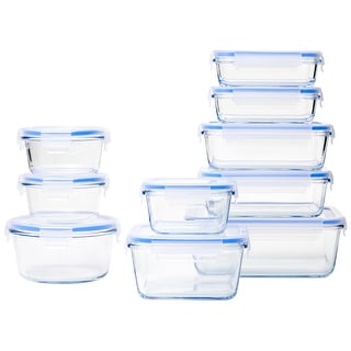 20-Piece Glass Food Storage Containers, 10 Count of Bases and Plastic ...
