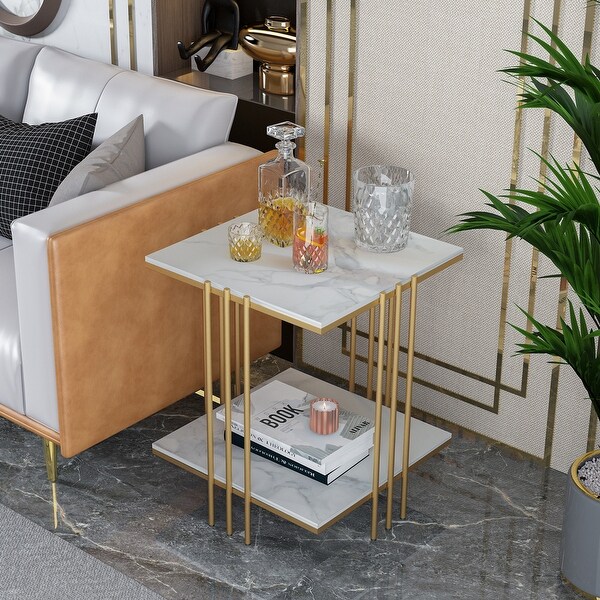 Marble side table with gold legs store