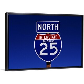 "Interstate 25 North Road Sign " Black Float Frame Canvas Art - Bed ...