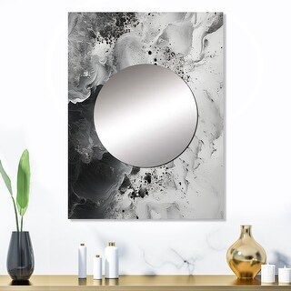 Designart "Abstract Cream And Black Liquid Paint I" Coastal Mirror ...