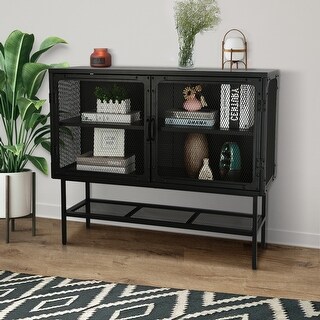 2 Door Cabinet Console Table with 2 Mesh Doors Adjustable Shelf,Feet ...