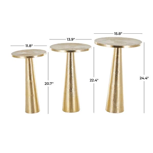 Gold or Silver Aluminum Metal Textured Accent Table with Hammered Cone ...