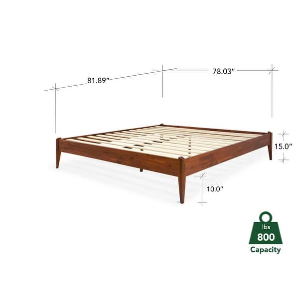 King Size Bed Frame, No Headboard, MODERN Style, Acacia Wood Platform ...