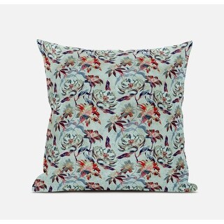 20" Red Aqua Roses Zippered Suede Throw Pillow - Bed Bath & Beyond ...