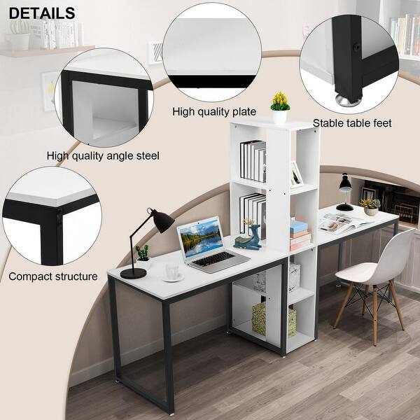 Two Person Computer Desk Double Workstation With Drawer Large Dual Work ...