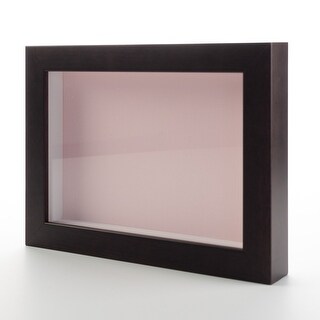 Dark Brown 8x12 Wood Shadow Box with Pink Acid-Free Backing - With 5/8 ...