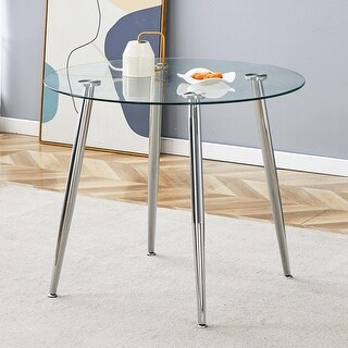 Round Glass Top Dining Table (Silver Metal Legs) - Bed Bath & Beyond ...