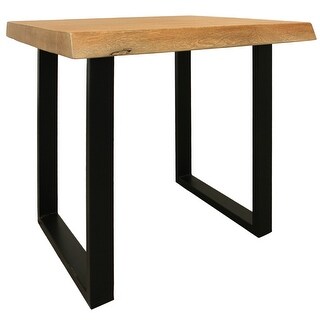 24-Inch Black and Natural Solid Wood Iron Square End Table - 24” x 24 ...