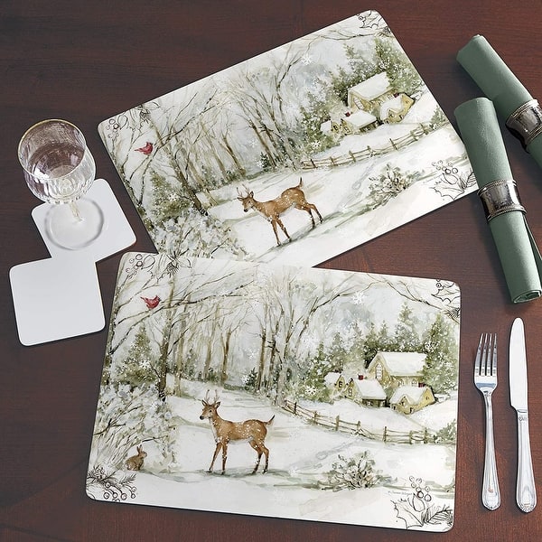 Cala Home Winter Forest by Susan Winget Hardboard Placemat Boxed Set of ...
