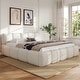 Modern Upholstered Bed Frame Block Style Grounded Bed with Thick ...