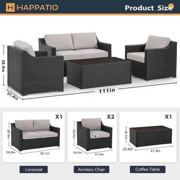 4 Piece Patio Sectional Conversation Set - Bed Bath & Beyond - 39176603