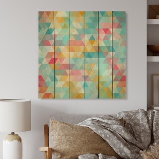 Designart 'Abstract Of Triangles' Mid-Century Modern Wood Wall Art ...
