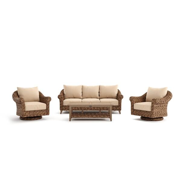 Cayman 4 Piece Sunbrella Seating Set, Heritage Brown - Bed Bath ...