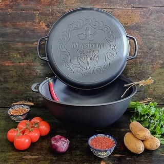 Cast Iron Asian Cauldron (Kazan) for Jambalaya,Pilaf w/ Pan Lid - Bed ...