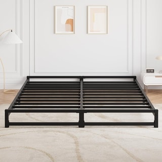 6 Inch Metal Platform Bed Frame with Steel Slat Support - Bed Bath ...