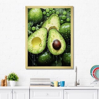Designart "Fruit Lush Avocado Pointillism" Fruits Framed Wall Art ...