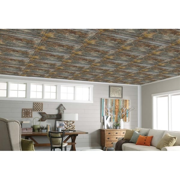 Dundee Deco Rustic Traditional Simply Rustic Lay In, PVC 3D Decorative Ceiling Tiles - Bed Bath ...