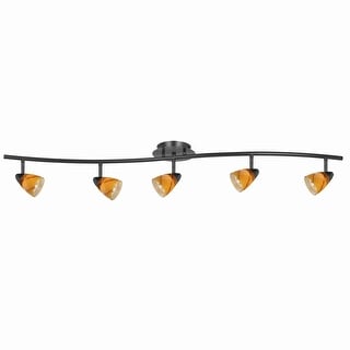 5 Light Glass Shade 120V Metal Track Light Fixture, Black and Yellow ...