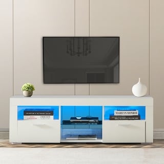 Modern TV Stand with 16 RGB LED Backlight - Bed Bath & Beyond - 39036093