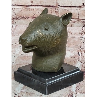 Bronze Rat Head Bust On Marble Base – Chinese Zodiac Animal Sculpture ...
