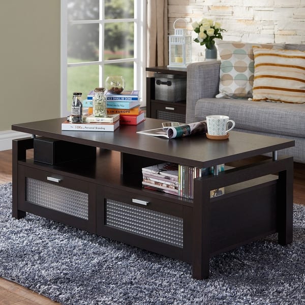 DH BASIC Modern Espresso 48-Inch Storage Coffee Table by Denhour - Bed ...