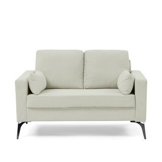 Living Room Streamlined Loveseat Sofa Beige Lounge Loveseat Thick Back ...