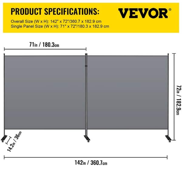 VEVOR Portable Office Partition Room Divider with Thicker Non-See ...