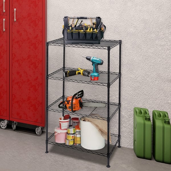 4-Tier Industrial Welded Wire Shelving Black - Bed Bath & Beyond - 32941404
