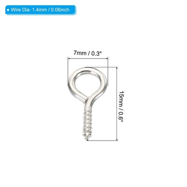 Screw Eyes Pin, 300 Pack 4mm ID x 15mm L Mini Small Eye Hooks - Bed ...