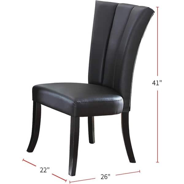 Black Faux Leather Upholstered Lines back Set of 2pc Chairs Dining Room ...
