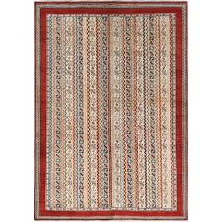Shahbanu Rugs Ivory with Shades of Brown Hand Knotted Shawl Design ...