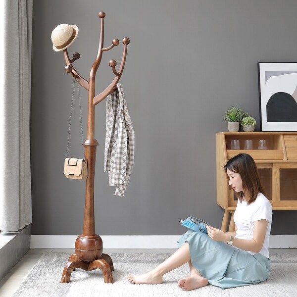Tree branch Rubberwood Freestanding Coat Rack with Hooks On Sale Bed Bath Beyond 37152580