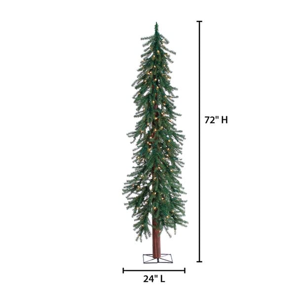 6 Foot Pre Lit Rustic Alpine Tree with 200 clear lights - N/A - Bed ...