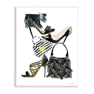 Stupell Glam Fashion Accessory Stack Fringe Shoes and Purse Wood Wall ...