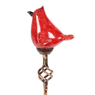 Exhart Solar Glass Red Cardinal with Metal Finial Garden Stake, 5.5 by ...