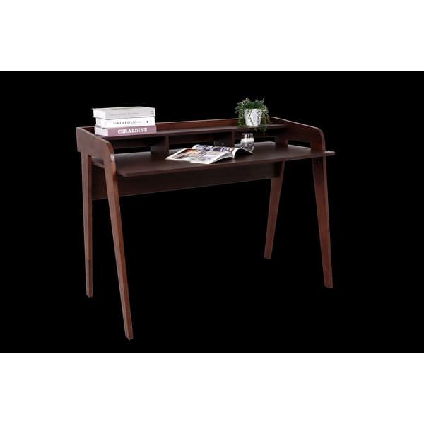 Pasadena Mid-Century Modern Wood Writing Desk in Walnut Finish - Bed ...
