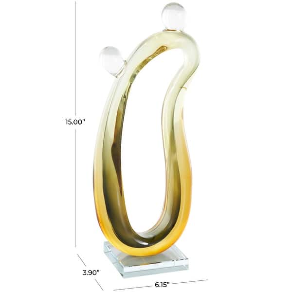 Orange Glass Curved Cutout Ombre Abstract Decorative Sculpture With 2