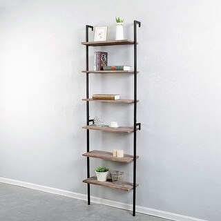 Industrial Tall Ladder Shelf Wall Ladder Shelves,6 Tier Rustic Wall ...